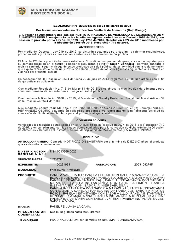 Registro Sanitario 2023-1 | PDF | Derecho | Hogar, jardinería y bricolaje