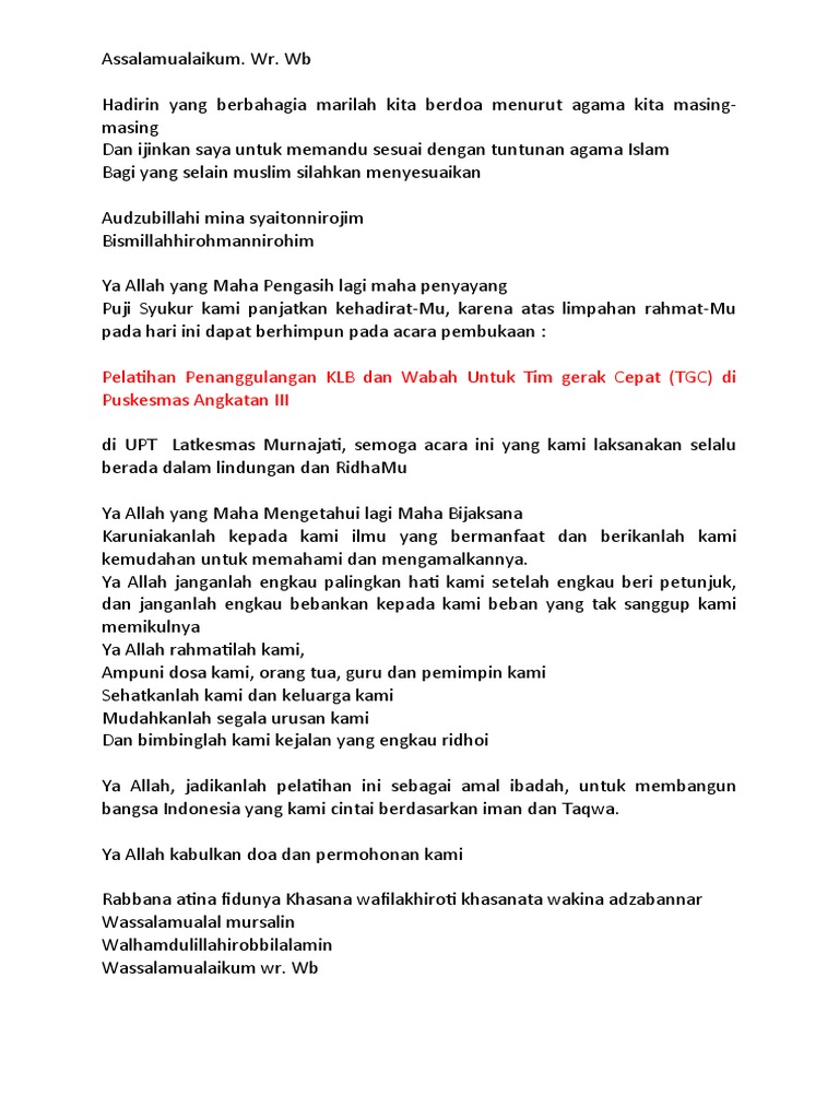 Doa Pembuka TGC Angkatan 3 | PDF | Pengembangan Diri | Agama & Spiritualitas