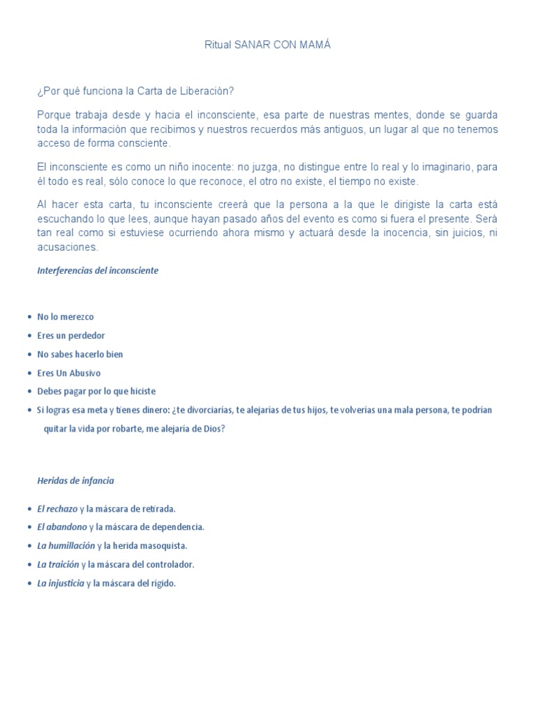 Ritual Sanar Con MamÁ Pdf Amor Mente Inconsciente
