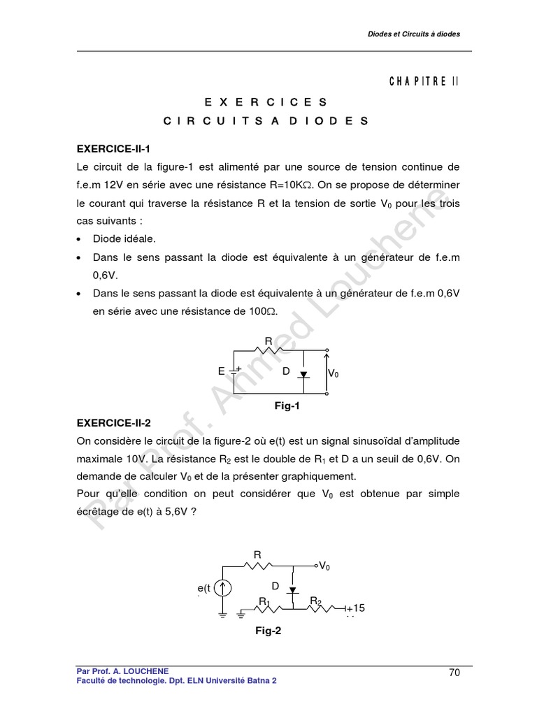 Exercices Circuits A Diodes | PDF | Redresseur | Diode