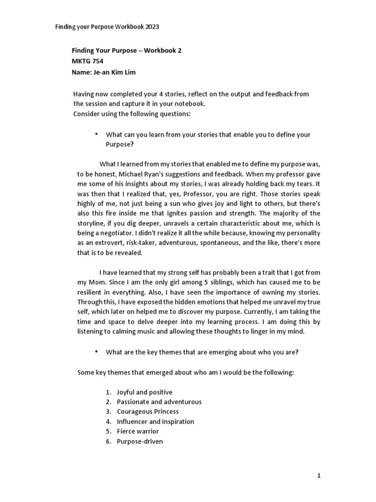 Purpose Statement Lim PDF Psychology Behavioural Sciences