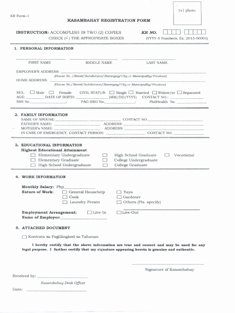 KR Form 1 | PDF | Government