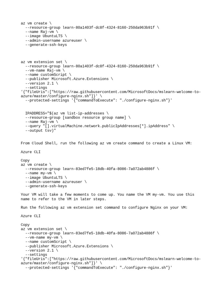 Azure Commands | PDF | Microsoft Azure | Secure Shell