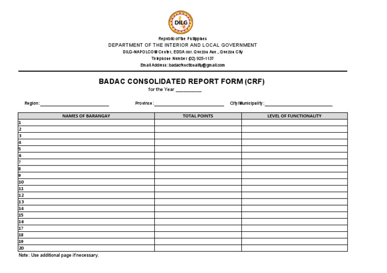 Badac Form No. 5 - Dilg MC No. 2018-135 | PDF