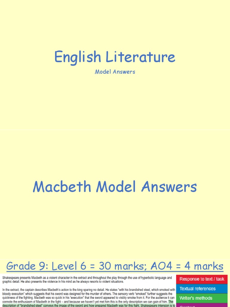 English Literature Model Answers | PDF | Cognition