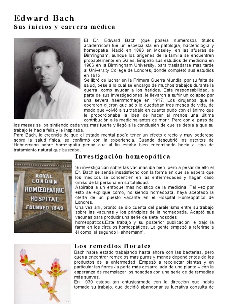 Biografía del Dr. Edward Bach | PDF | Homeopatía | Medicina