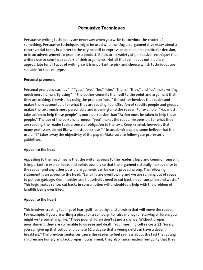 Persuasive Techniques For Writing | PDF