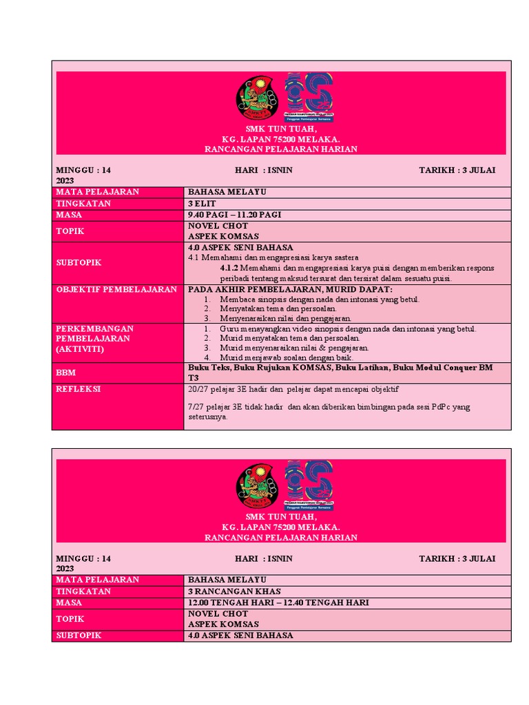 Minggu 14 HFZ Isnin | PDF