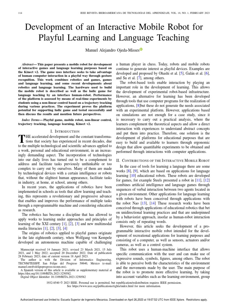 Development of An Interactive Mobile Robot For Playful Learning and ...