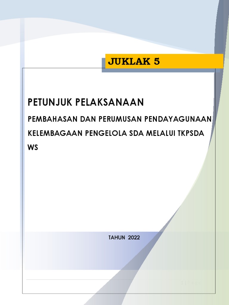 Juklak Pendayagunaan Kelembagaan - TKPSDA - 20220427 | PDF