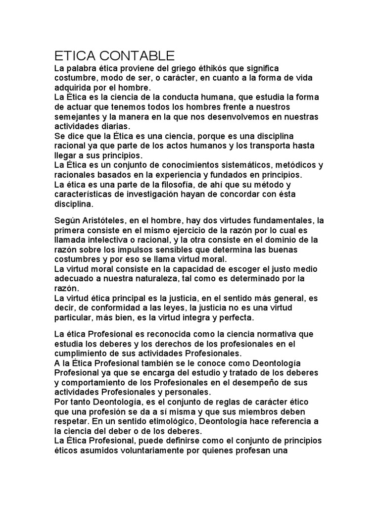 Etica Contable Pdf Contador Moralidad