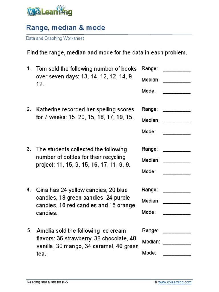 Grade 5 Range Median Mode C | PDF | Sugar | Diet & Nutrition