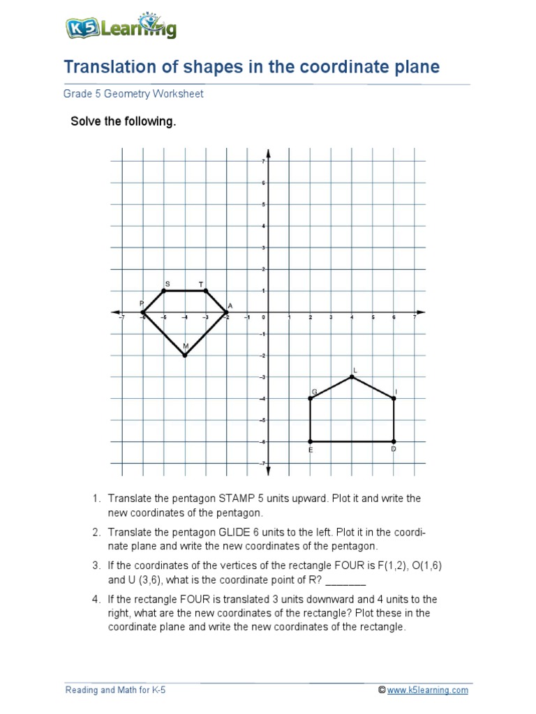 Grade 5 Translation of Shapes in The Coordinate Plane C | PDF