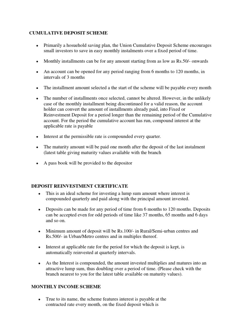 Cumulative Deposit Scheme | PDF | Deposit Account | Interest