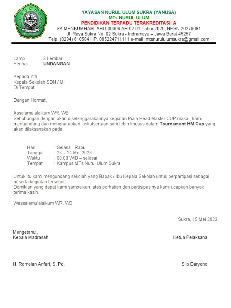 Undangan Tournament HM Cup Futsal 2023 | PDF