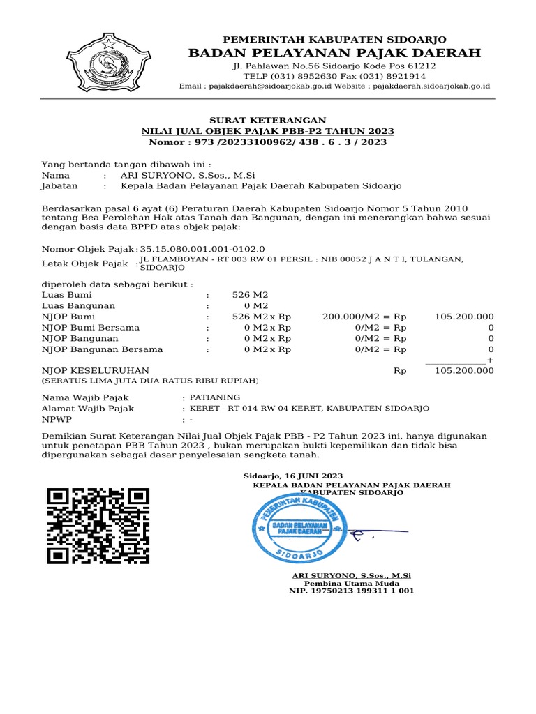SK NJOP Patianing | PDF