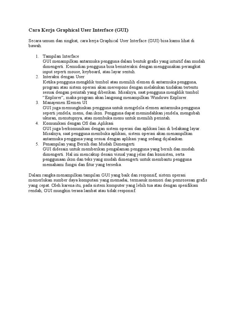 Cara Kerja Graphical User Interface | PDF