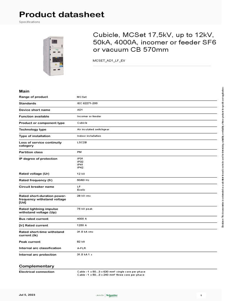 MCSet 17.5 KV - MCSET - AD1 - LF - EV | PDF | Relay | Electronics