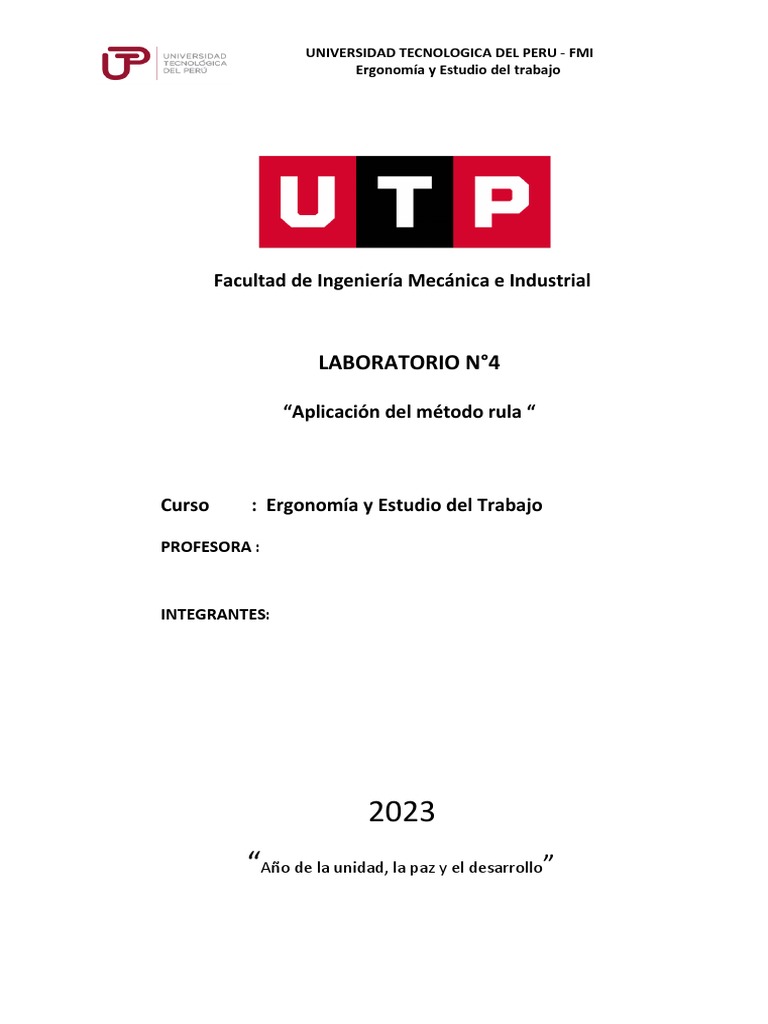Laboratorio N°4 Utp | PDF | Factores humanos y ergonomía | Laboratorios
