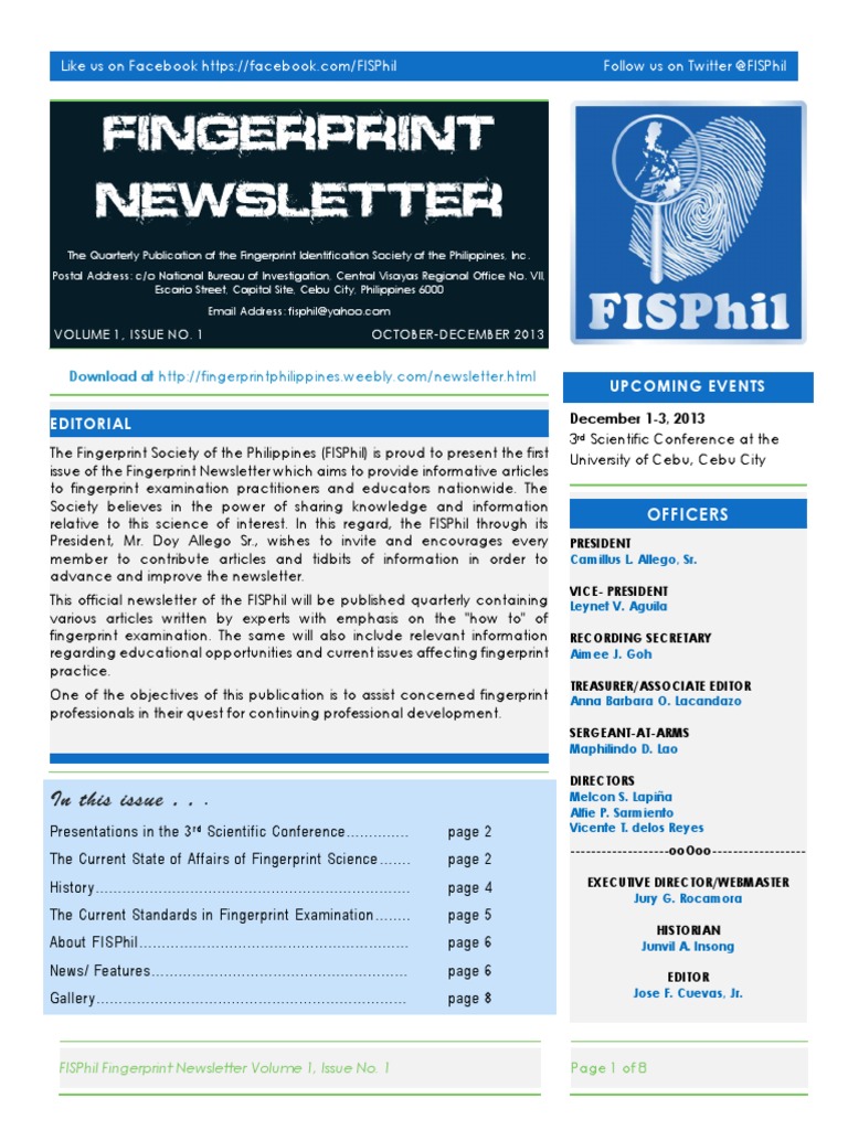 Fingerprint Newsletter | PDF | Fingerprint | Forensic Science