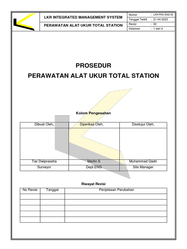 Prosedur Perawatan Total Station | PDF