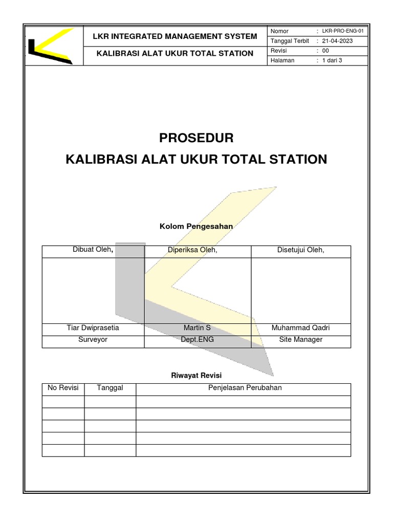 Lkr-pro-Eng-01 Kalibrasi Alat Total Station | PDF