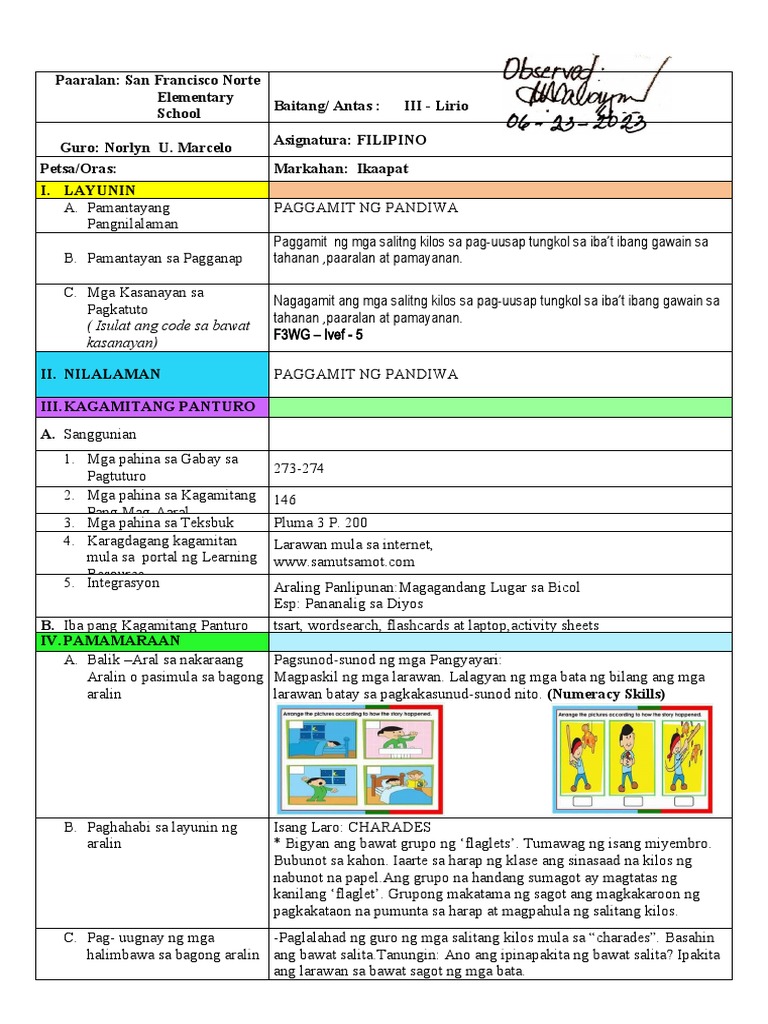 Grade 3 COT FILIPINO PANDIWA Q4 | PDF