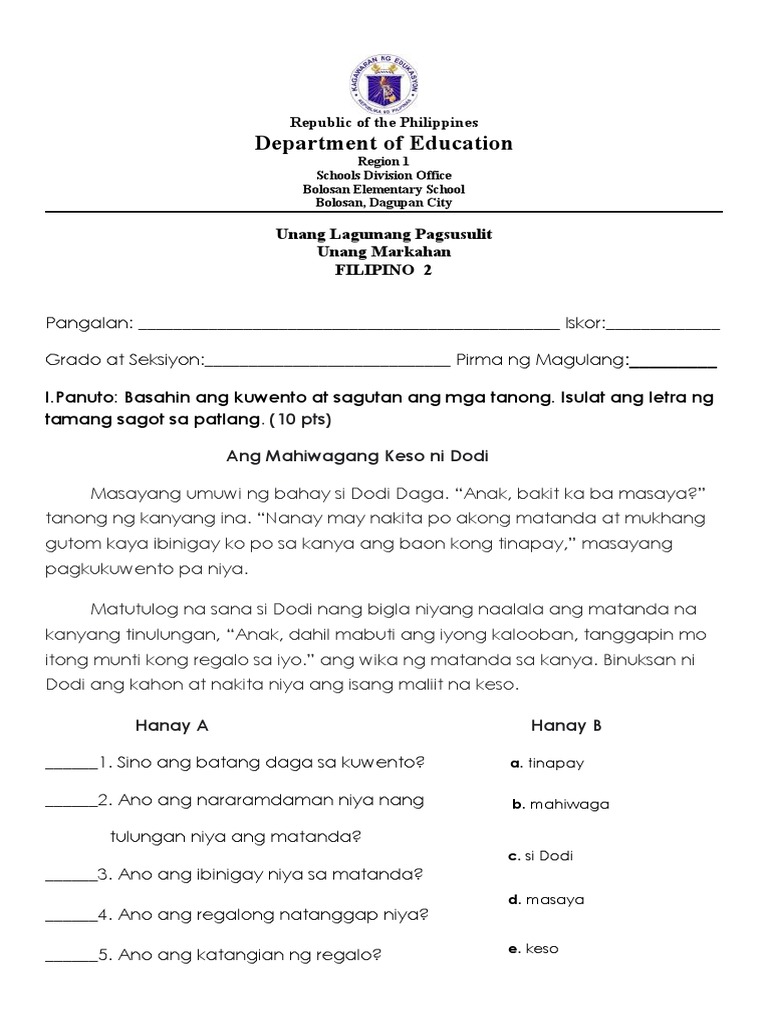 FILIPINO-1ST-QUARTER | PDF