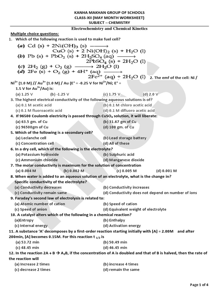 Class-12 Chemistry Electro | PDF | Reaction Rate | Chemical Reactions