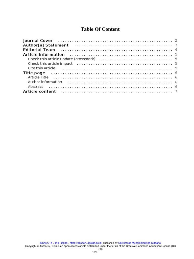 Table of Content: Academia Open | PDF | Creative Commons | Open Access