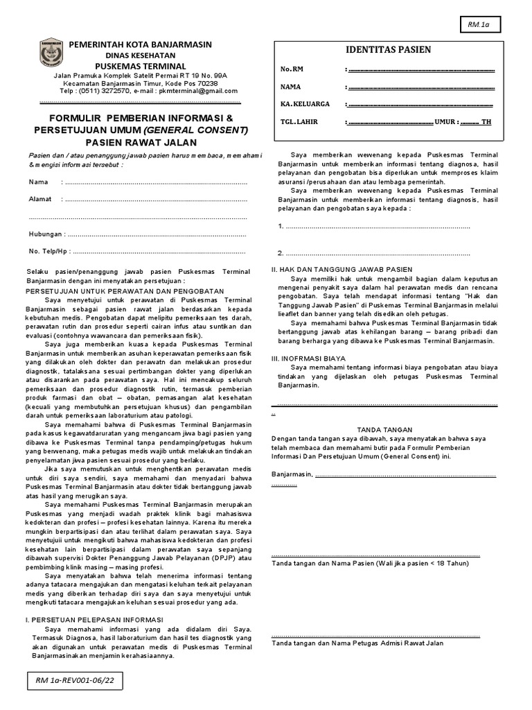 Form General Consent PKM Terminal | PDF