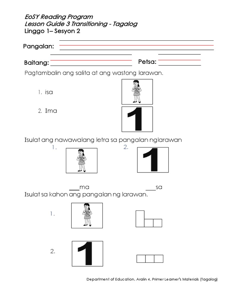 Tagalog TRANSITION Wk1S2 | PDF