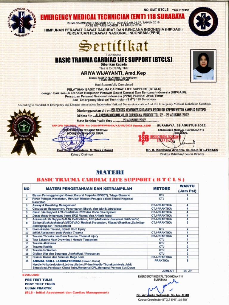 Sertifikat BTCLS | PDF