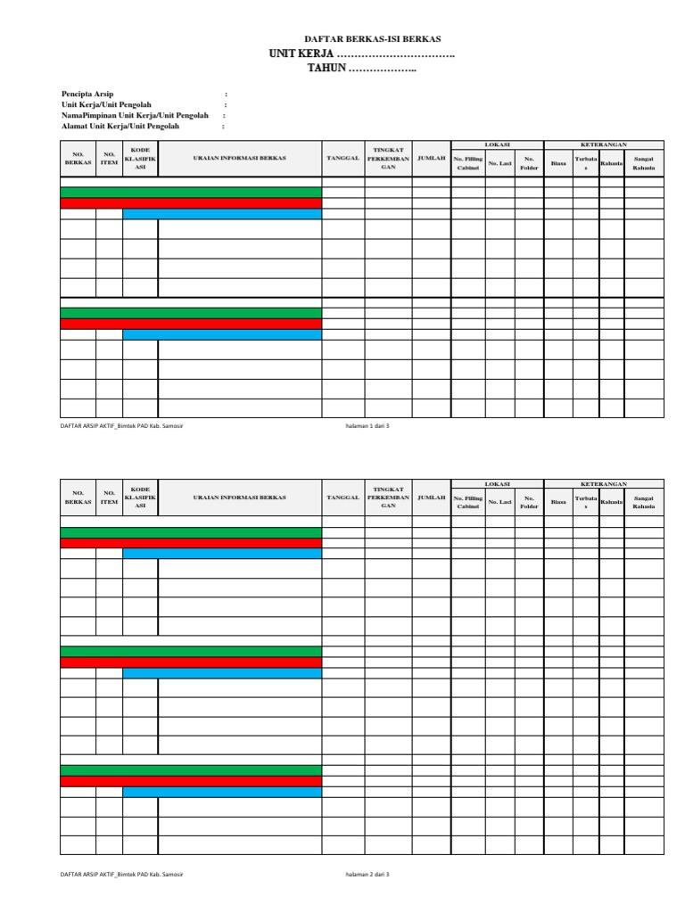 daftar berkas dan daftar isi berkas | PDF