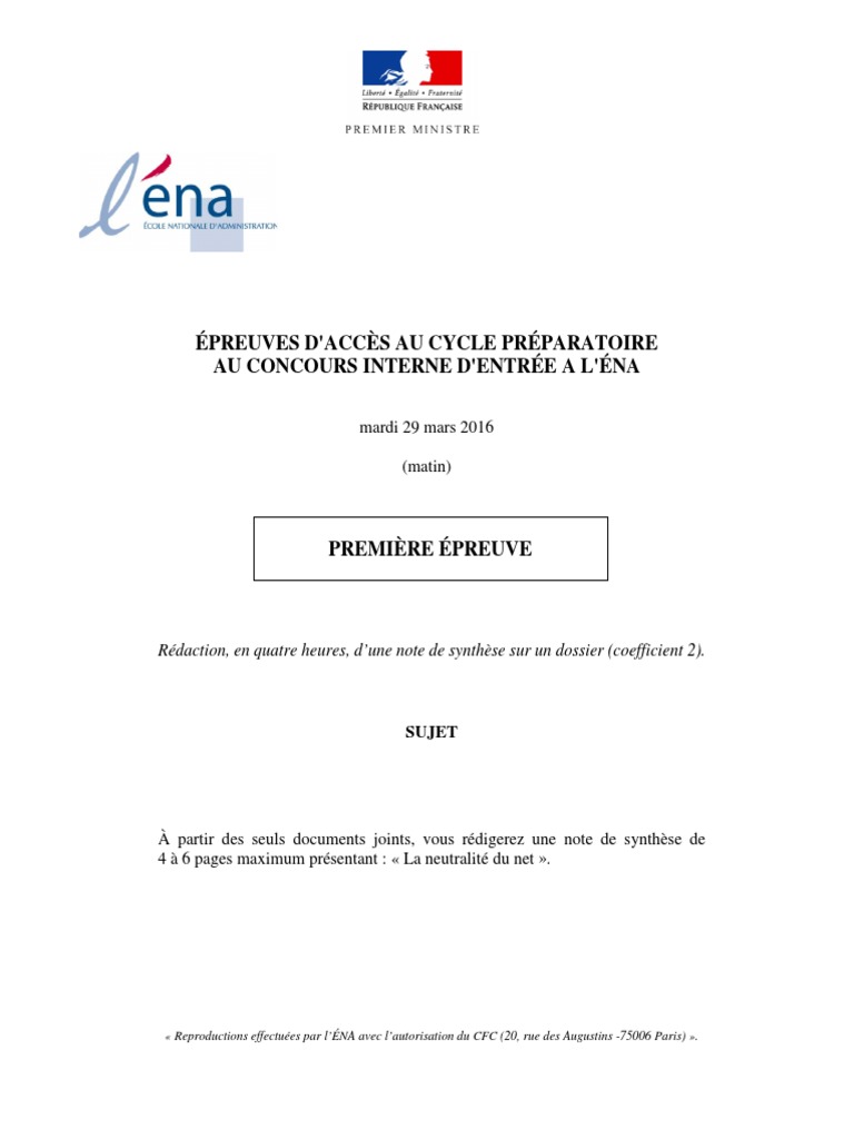 PENA CI 2016 - Sujet Note de Synthese | PDF