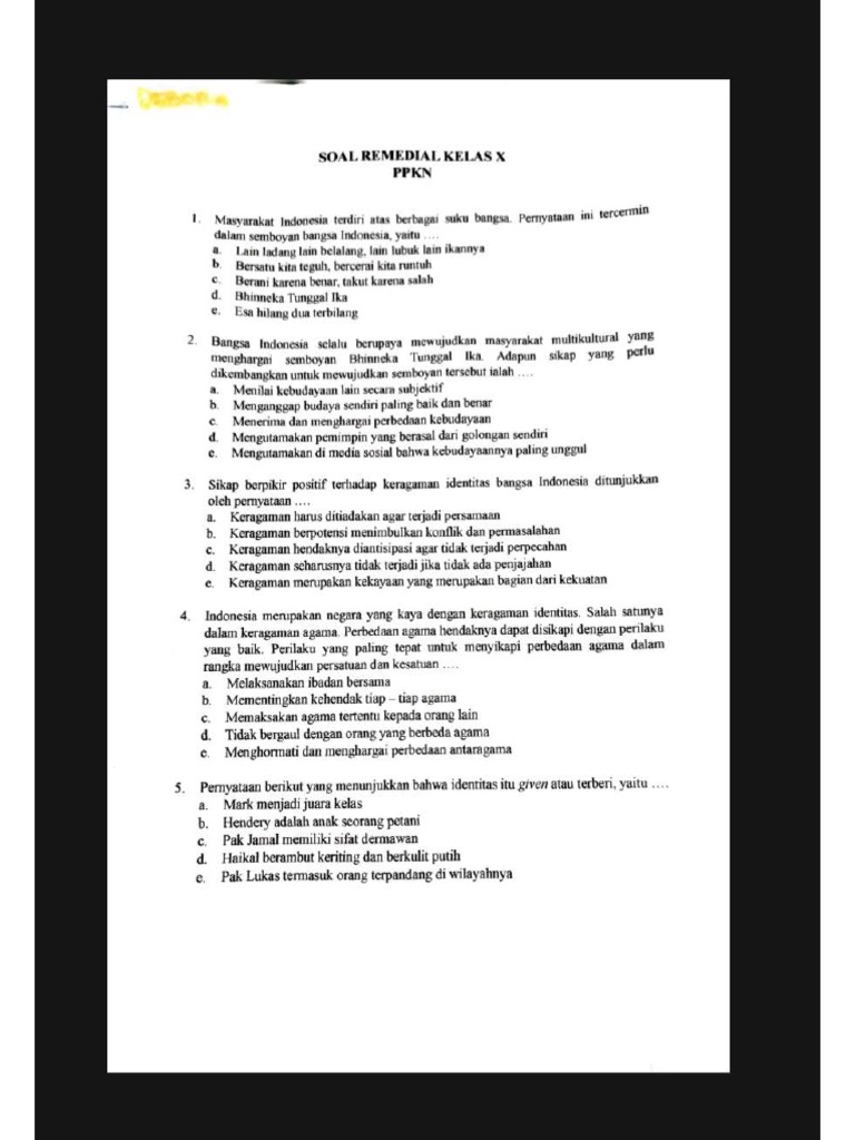 Soal Remed PKN | PDF