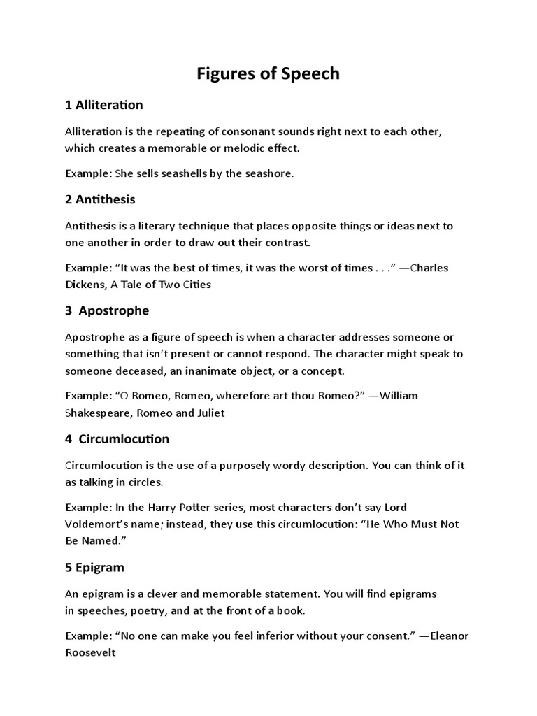 Key Figures of Speech Explained | PDF | Poetry
