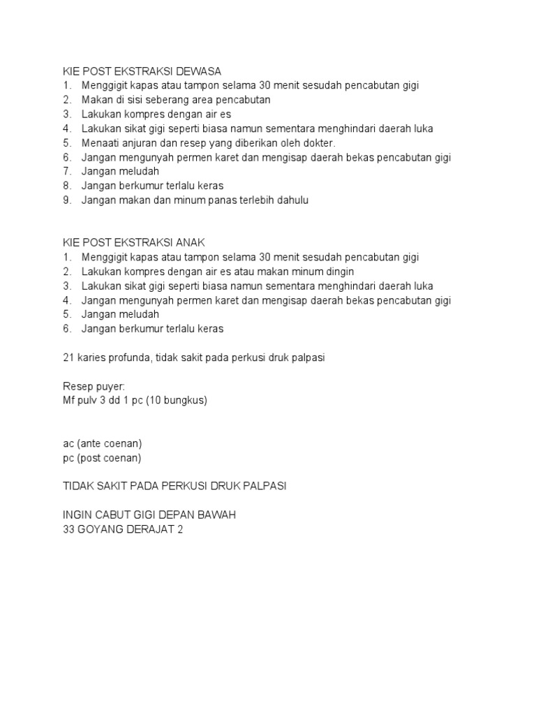 KIE POST EXO, Pemeriksaan TEMPLATE | PDF