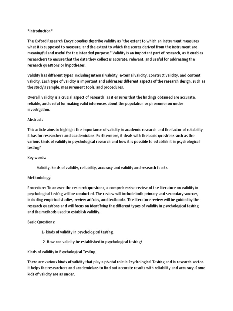 Validity And Its Types Pdf Validity Statistics Psychometrics