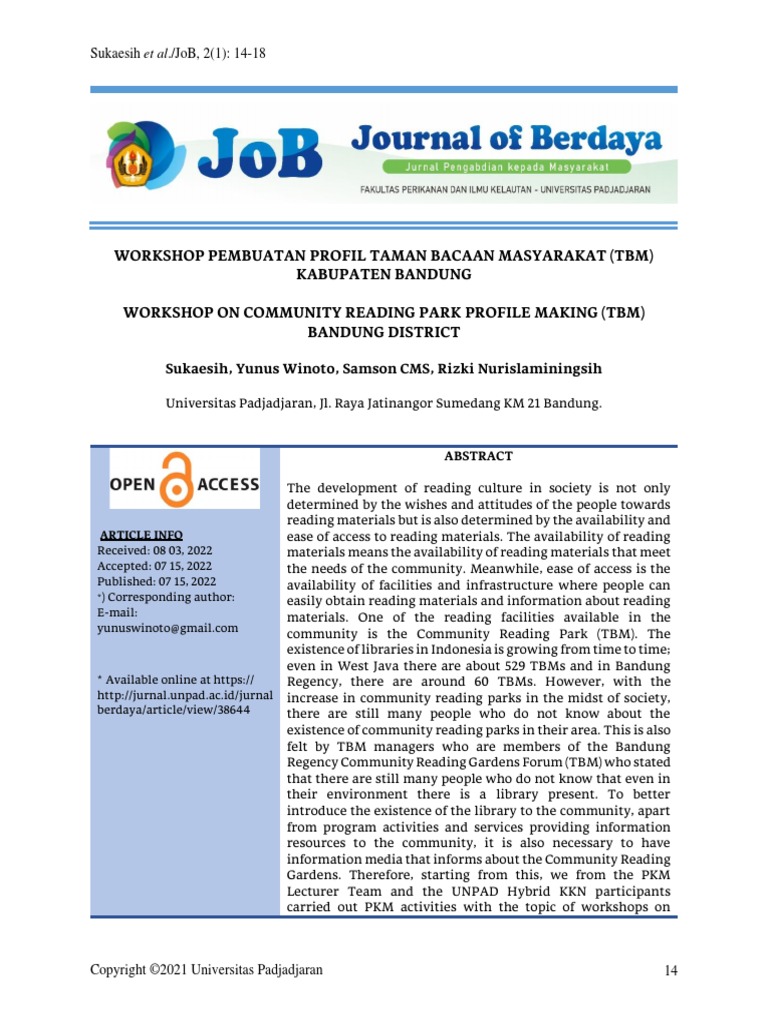 Workshop Pembuatan Profil TBM | PDF