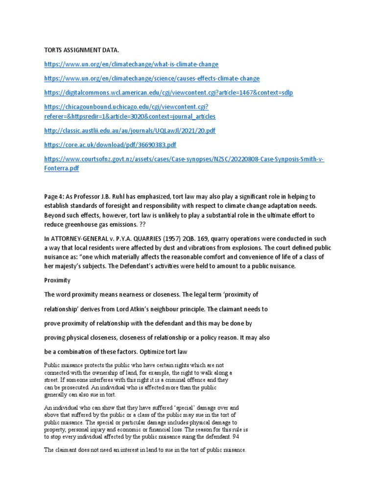 Torts Assignment Data | PDF