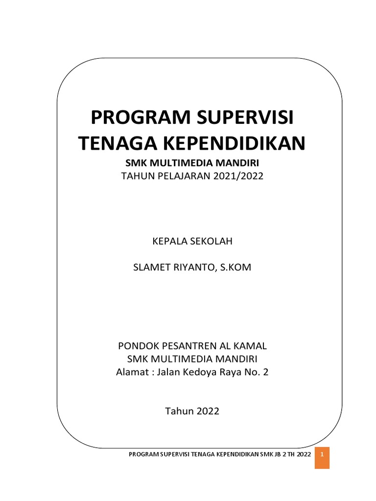 Supervisi Tenaga Kependidikan SMK 2022 | PDF