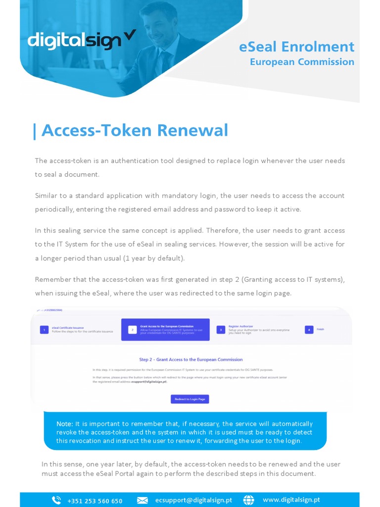 Eseal Enrolment - Access Token Renewal - EN | PDF