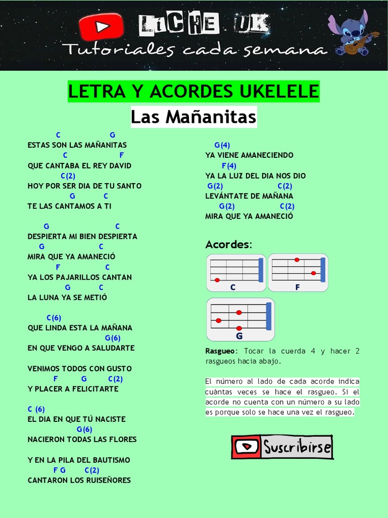 Las Mañanitas - Letra y Acordes Ukelele | PDF
