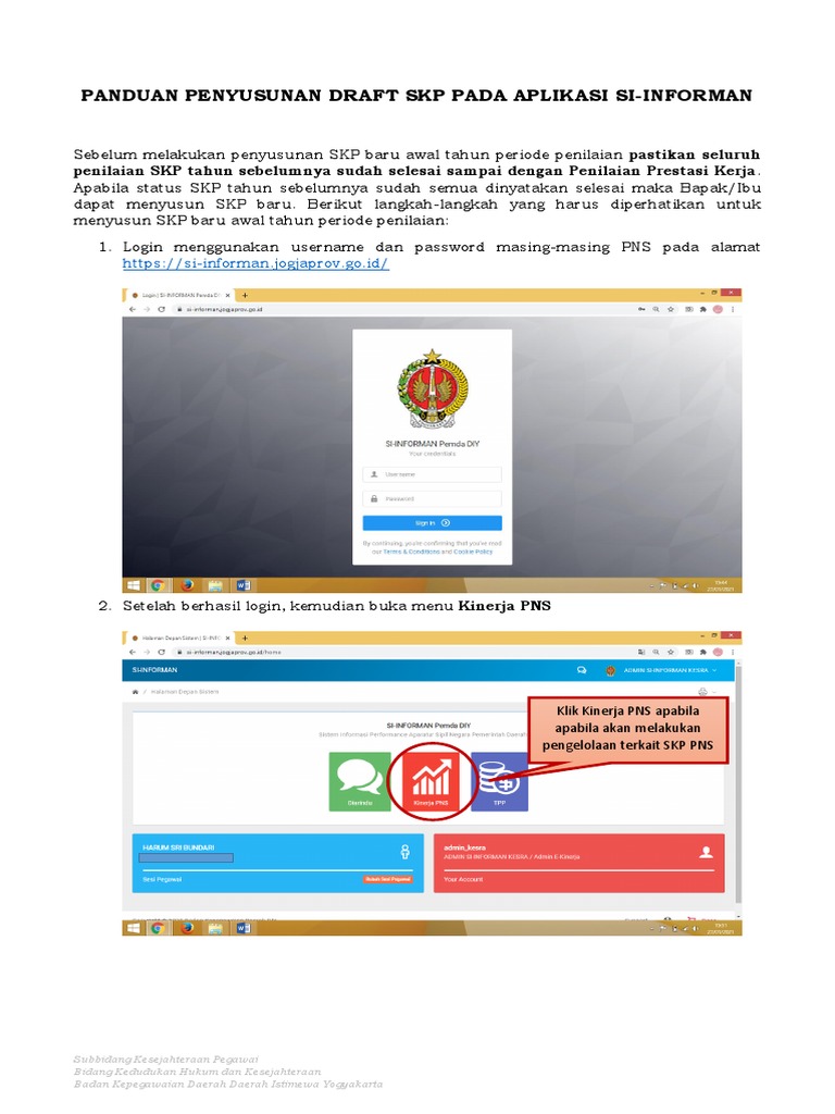 Panduan Penyusunan SKP Pada Aplikasi Si-Informan | PDF