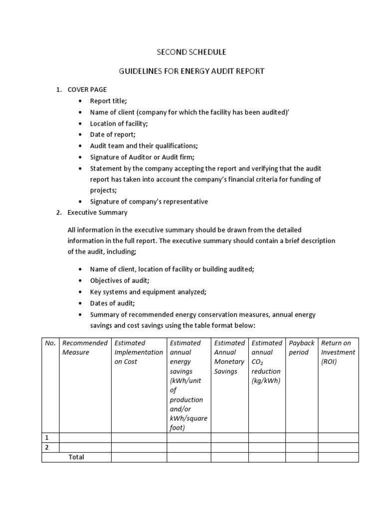 SECOND SCHEDULE-energy Management Audit Guidelines | PDF | Audit ...