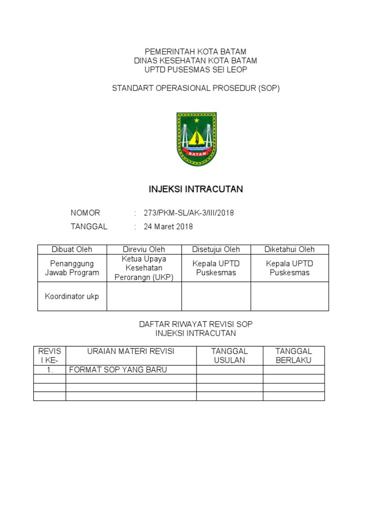 Sop Injeksi Intracutan 1 | PDF