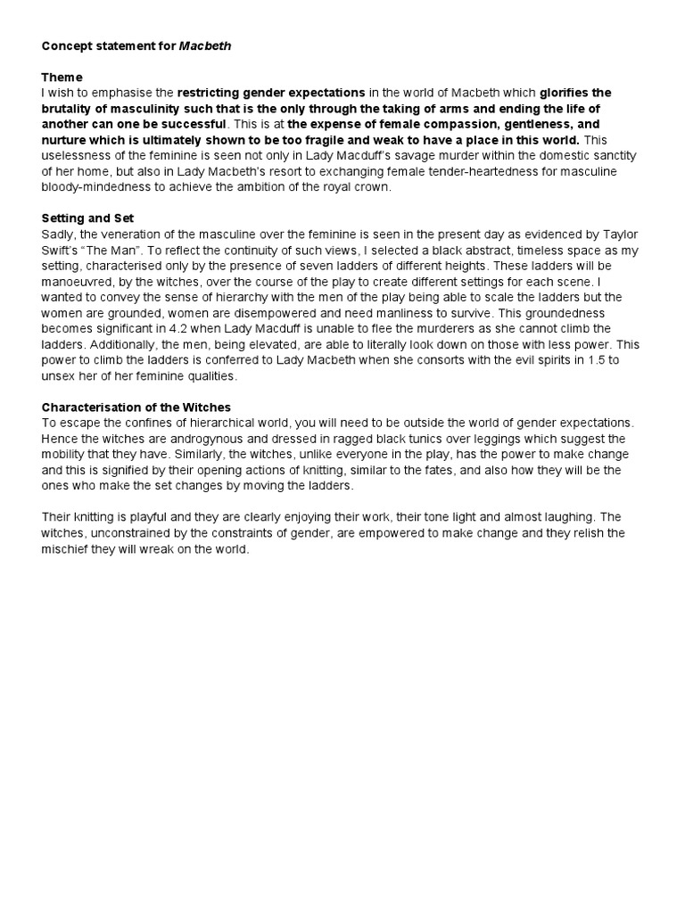 Macbeth - Director's Concept | PDF