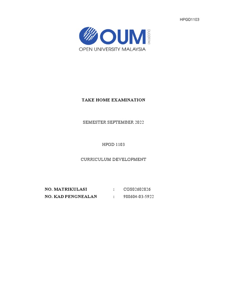 HPGD1103 Curriculum Development | PDF | Karier & Perkembangan