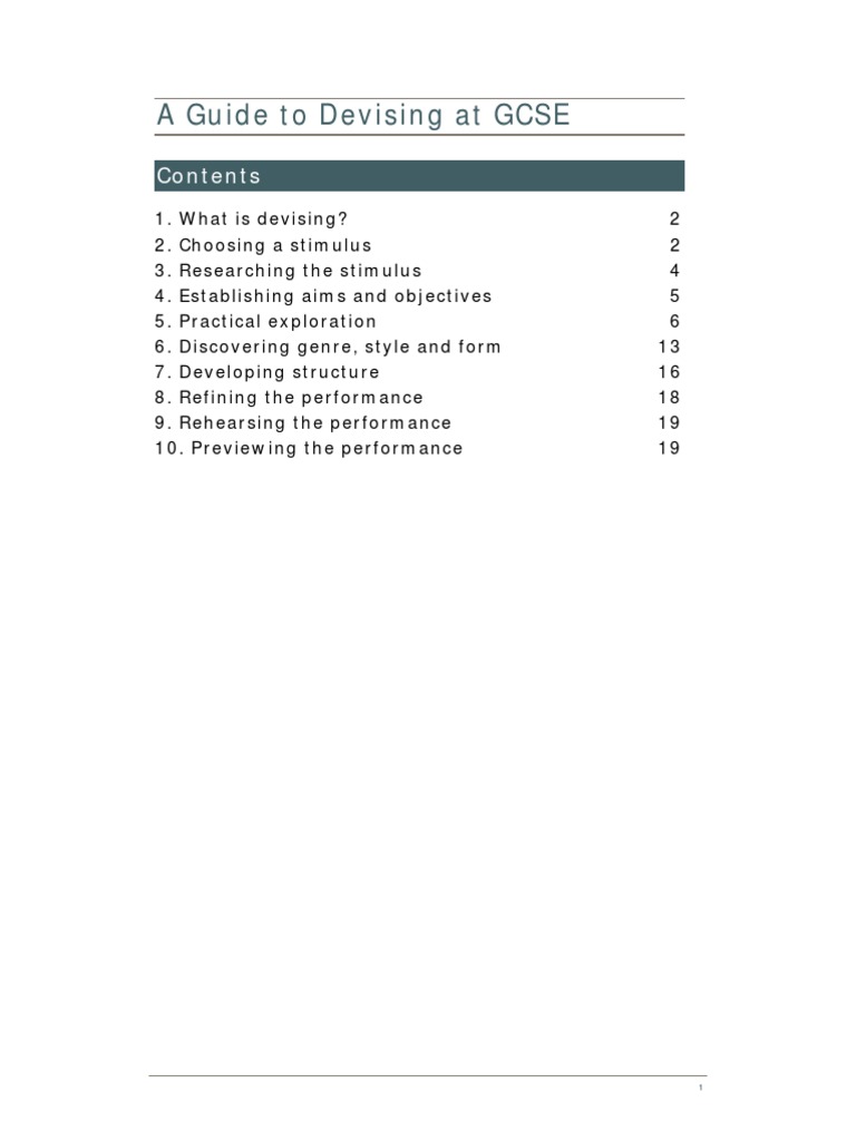 GCSE Guide To Devising | PDF | Nonverbal Communication | Communication